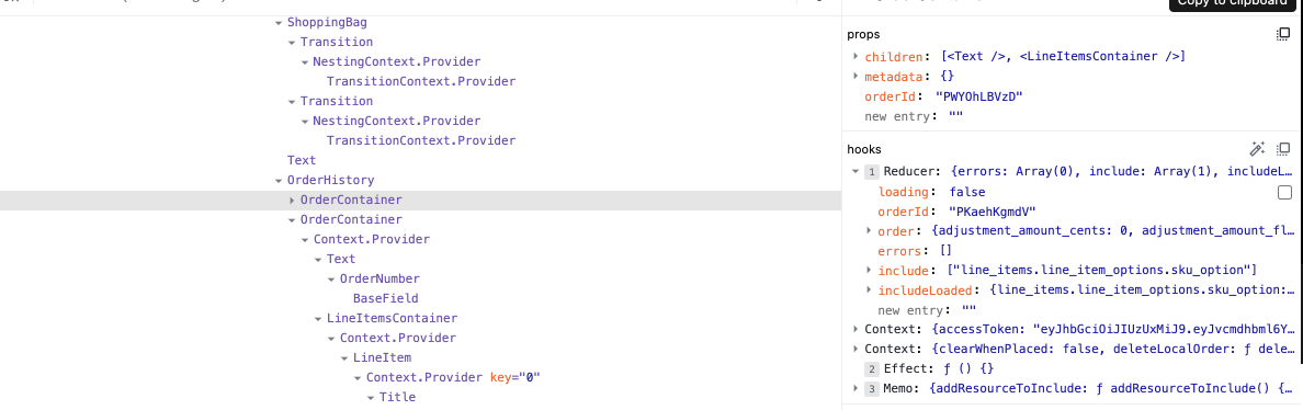 While rendering multiple OrderContainer with different orderId only last one works correctly ...