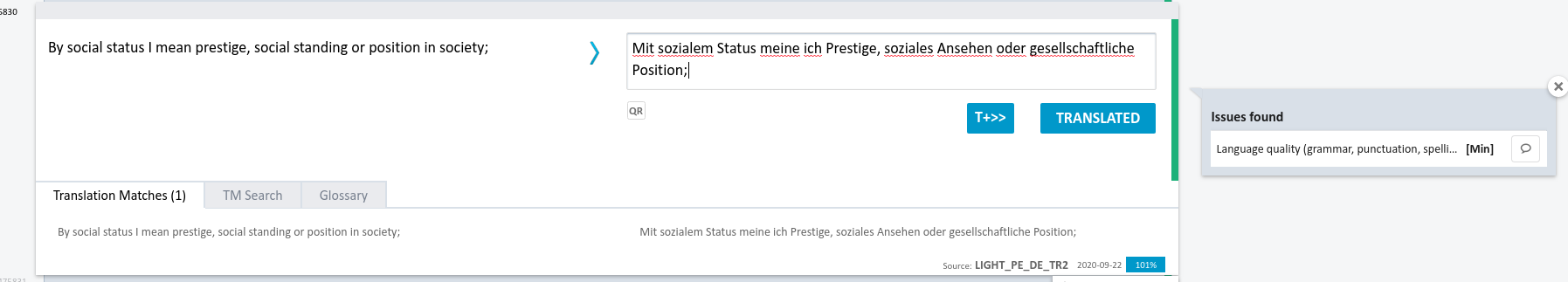 Matecat QA report retrieved from the API (v2) is missing several issue category/severity ...