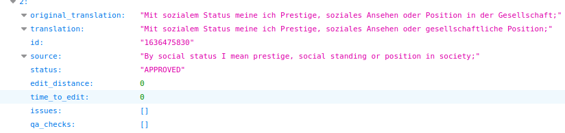 Matecat QA report retrieved from the API (v2) is missing several issue category/severity ...