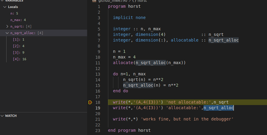 Gdb Debugger Allocatable Arrays Not Shown · Issue 226 · Fortran Lang Vscode Fortran Support