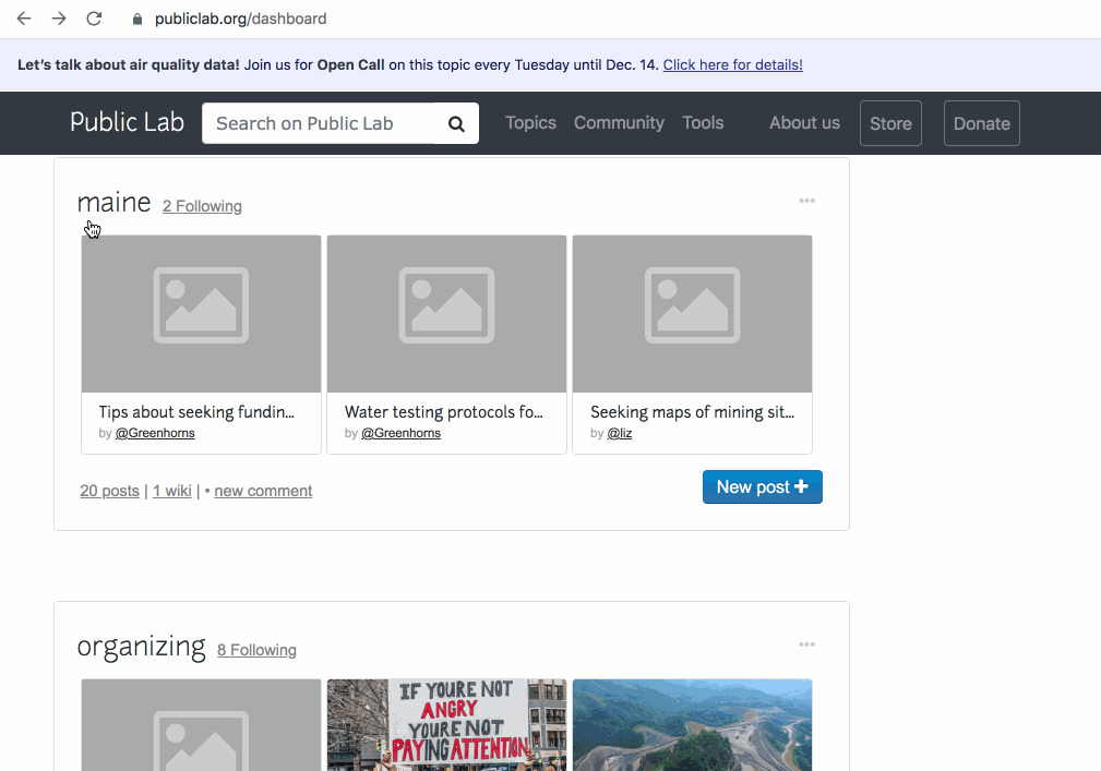 Topic-specific "new comment" links on dashboard do not display topic-specific comments · Issue ...