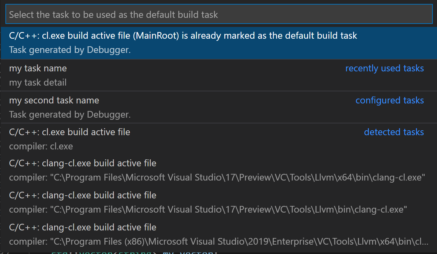 Use multilevel task quick pick for Configure and Build · Issue #140649 · microsoft/vscode · GitHub