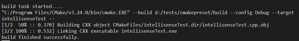 CMake build task does not show progress · Issue #2757 · microsoft/vscode-cmake-tools · GitHub