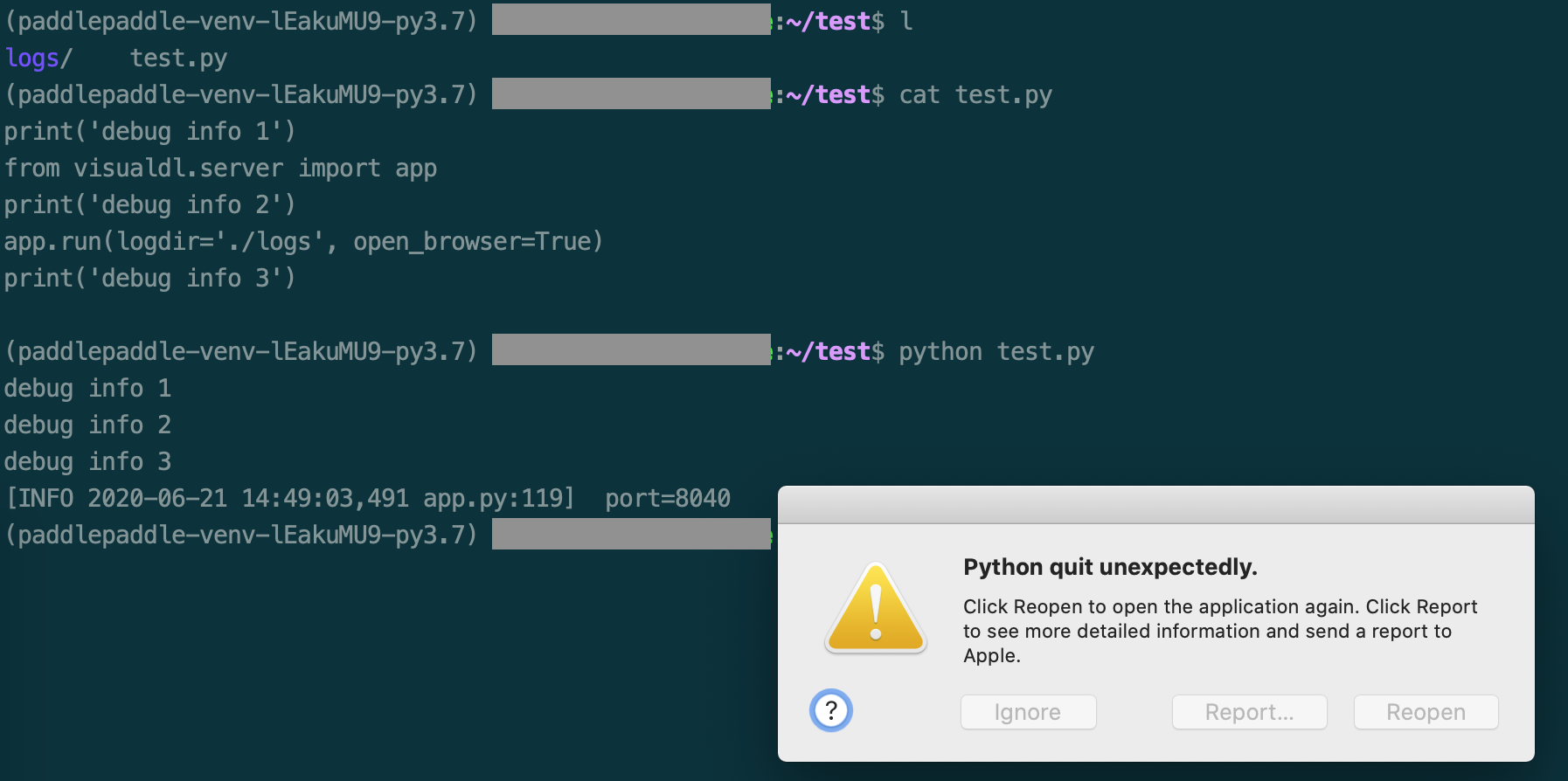 在python脚本中启动出错 · Issue #671 · PaddlePaddle/VisualDL · GitHub