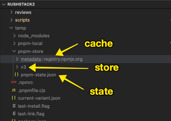 [rush] cacheDir and stateDir to storePath during pnpm install if pnpmStore is local by ...