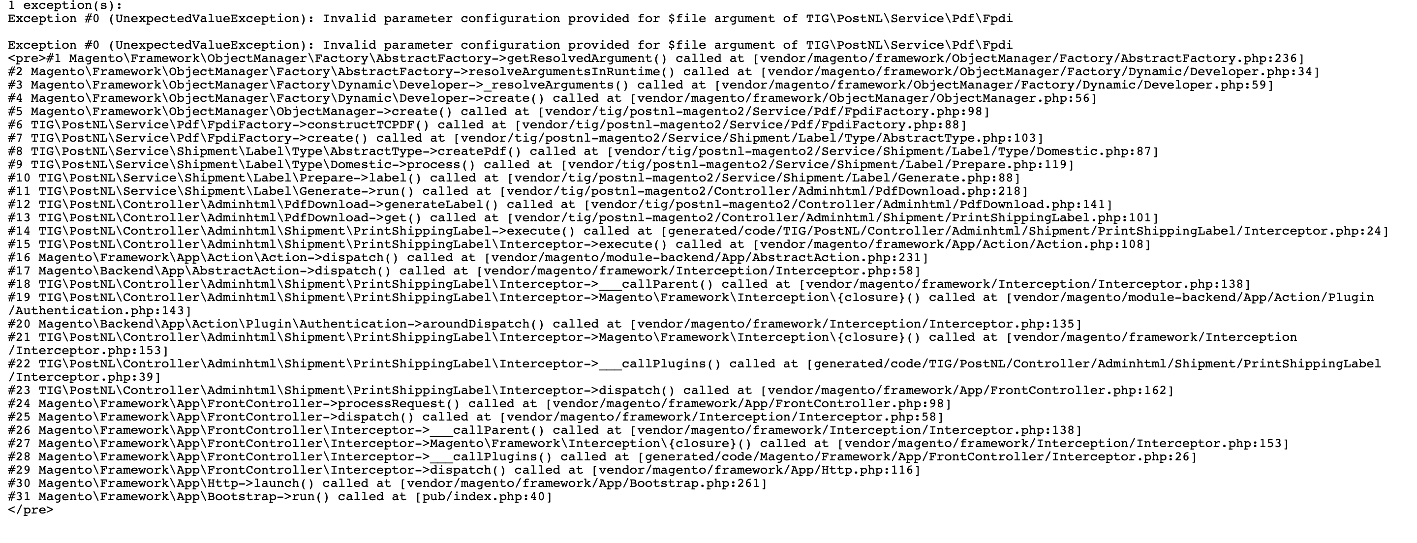 [BUG] Invalid parameter configuration provided for $file argument of TIG\PostNL\Service\Pdf\Fpdi ...