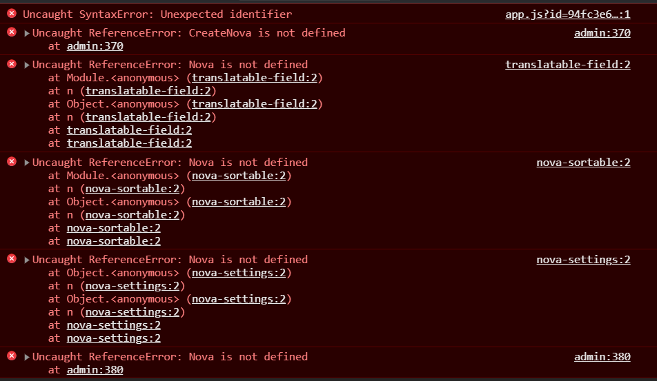 Uncaught ReferenceError: CreateNova is not defined · Issue #3174 · laravel/nova-issues · GitHub