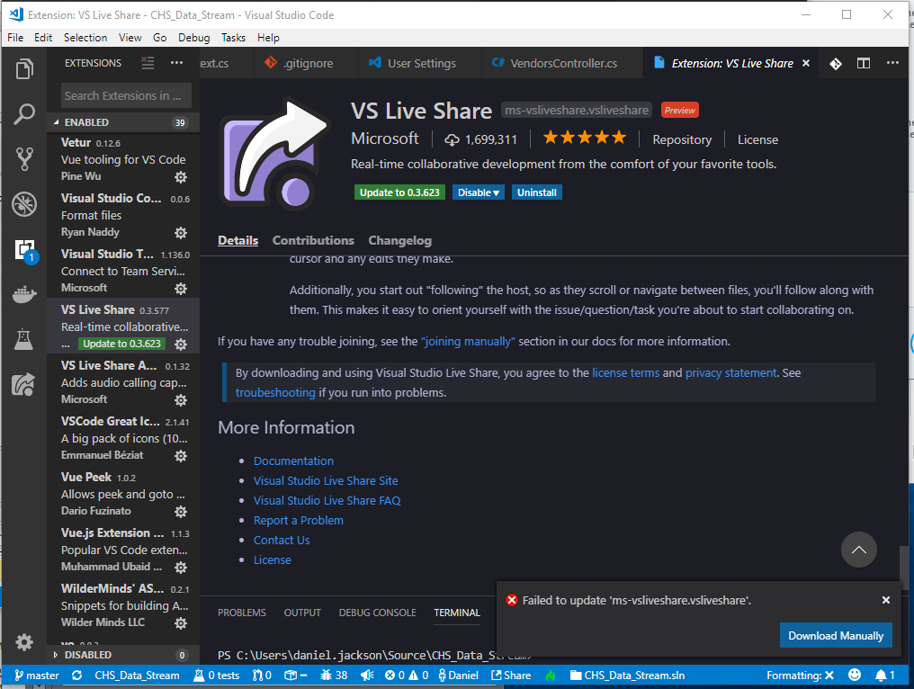 Update to 0.3.623 failed to update · Issue #891 · microsoft/live-share ... Update to 0.3.623 failed to update · Issue #891 · microsoft/live-share ...