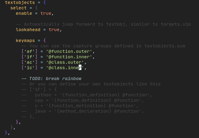 rainbow with nvim-treesitter-textobjects not work · Issue #88 · p00f/nvim-ts-rainbow · GitHub