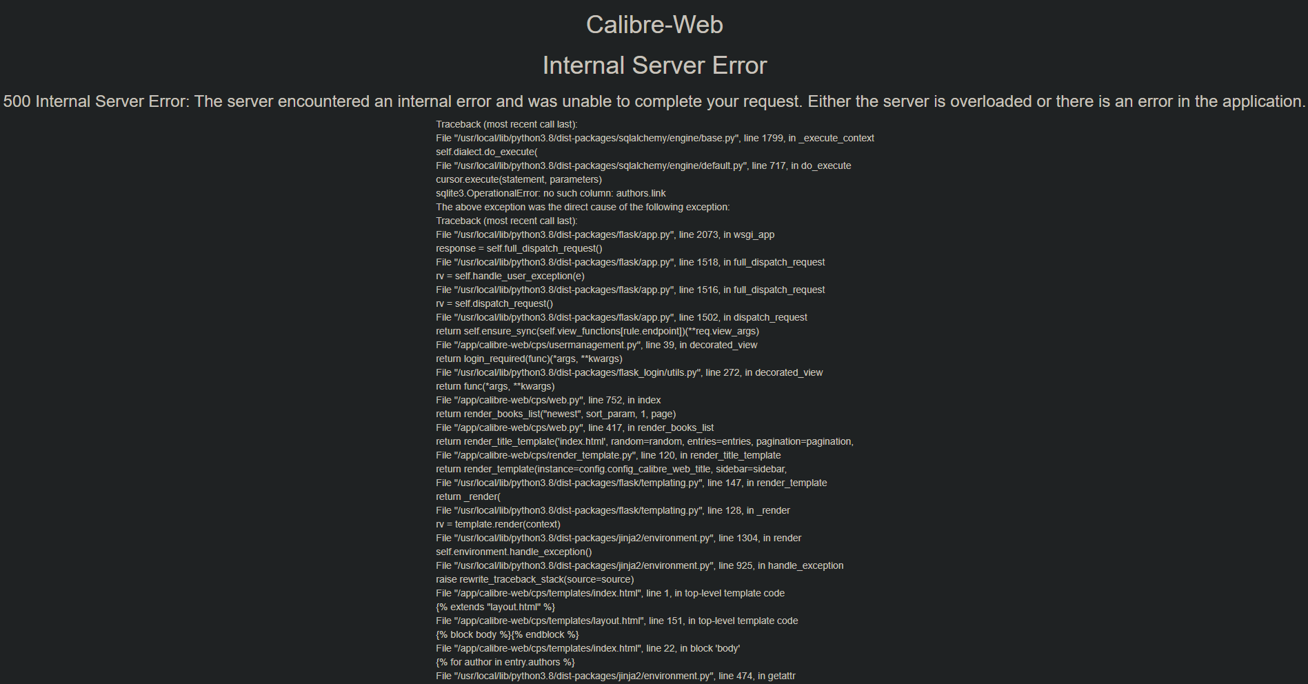 500 Internal Server Error · Issue #2134 · janeczku/calibre-web · GitHub