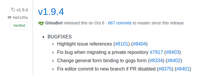GitHub Releases: Markdown format hiccups (1.9.5 & 1.9.6) · Issue #8977 · go-gitea/gitea · GitHub