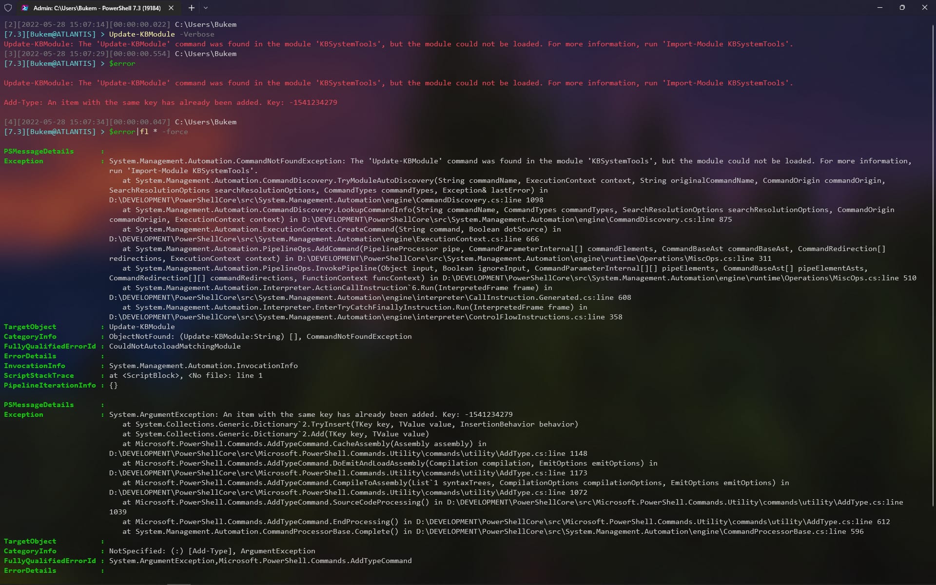 Add-Type fails sporadically with "An item with the same key has already been added" · Issue ...