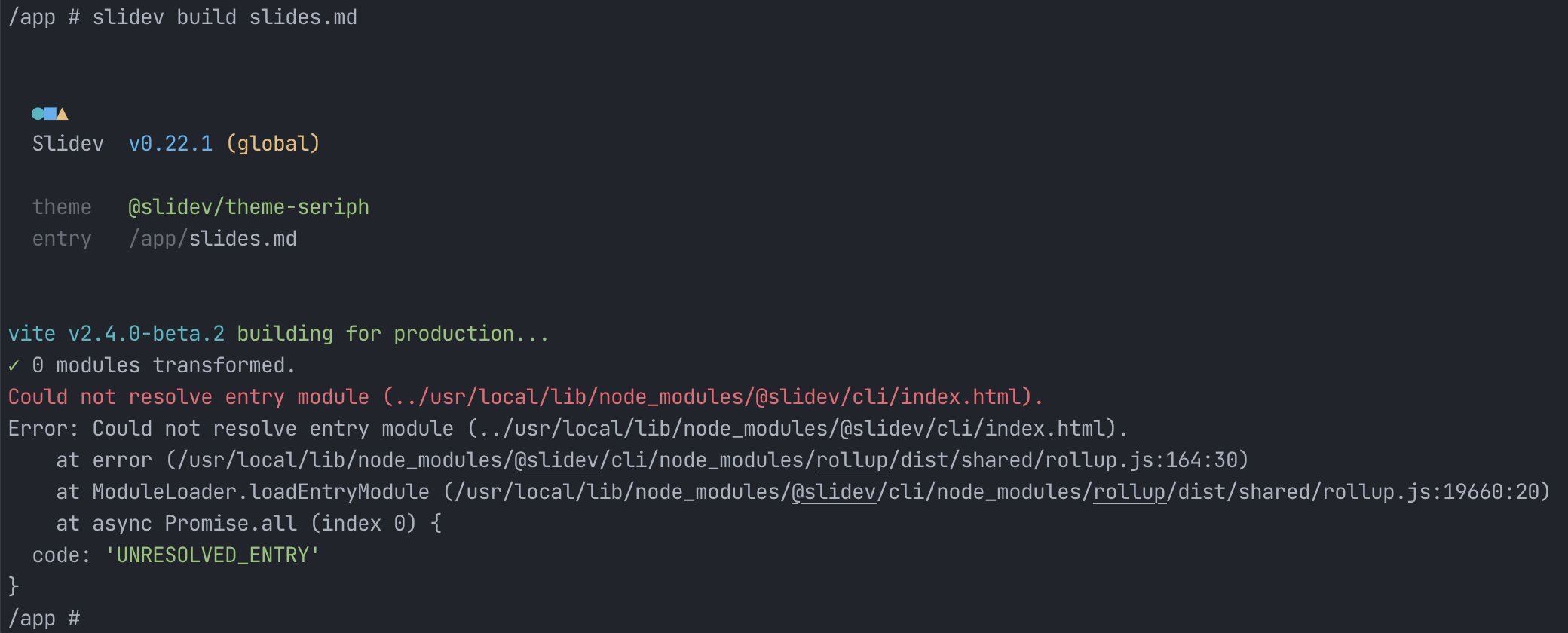 Build failed when installing slidev in globally · Issue #292 · slidevjs/slidev · GitHub