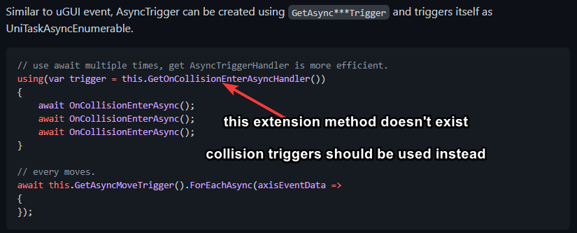 Missing Code From The Documentation · Issue 325 · Cysharp Unitask · Github