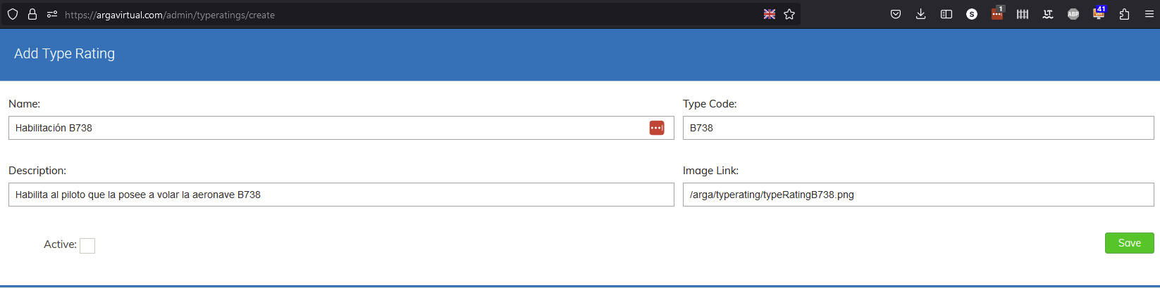 Type Rating page, Integrity constraint violation: 1048 Column 'active ... Type Rating page, Integrity constraint violation: 1048 Column 'active ...