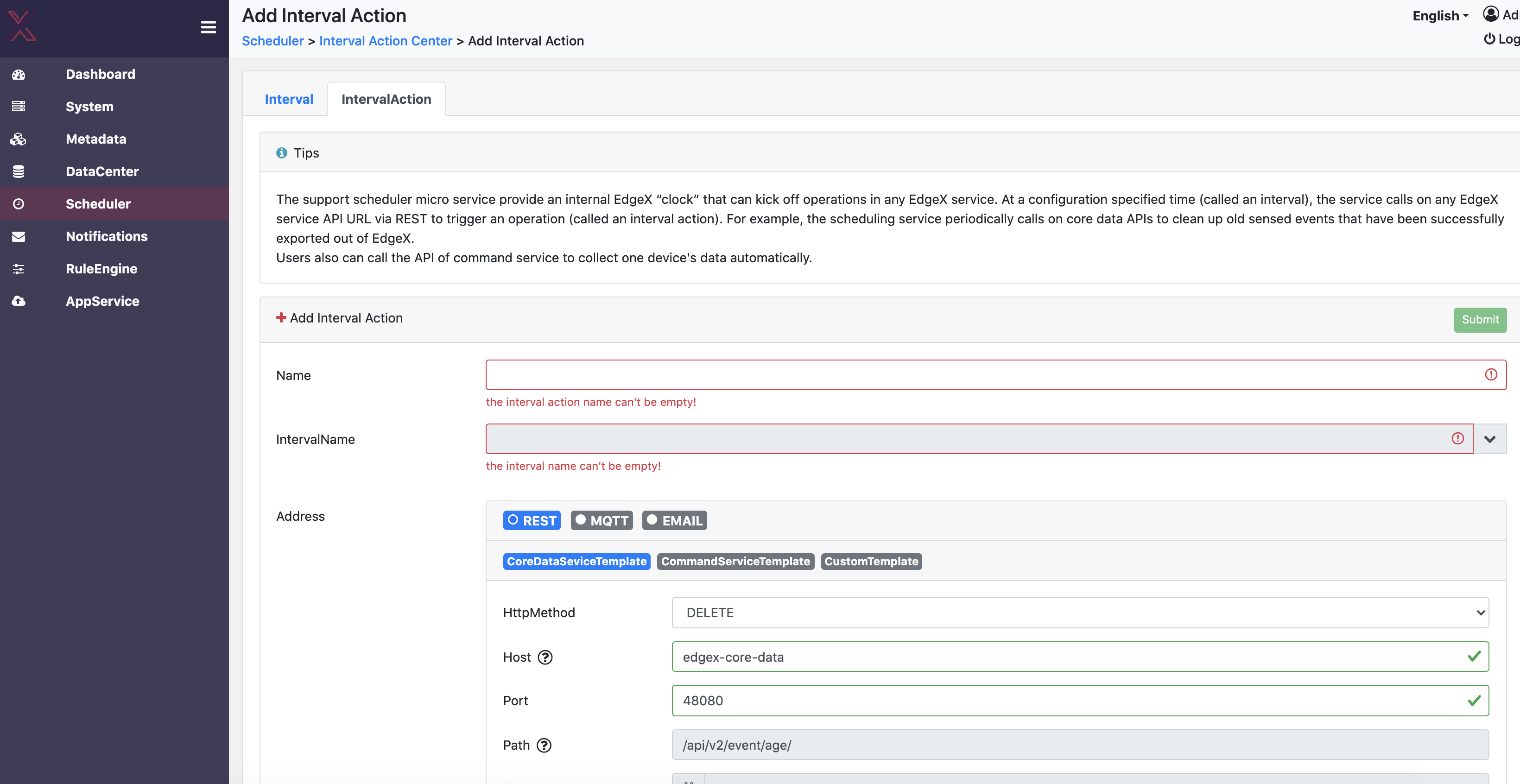 Cannot Create Schedule Interval Firefox · Issue 183 · Edgexfoundryedgex Ui Go · Github