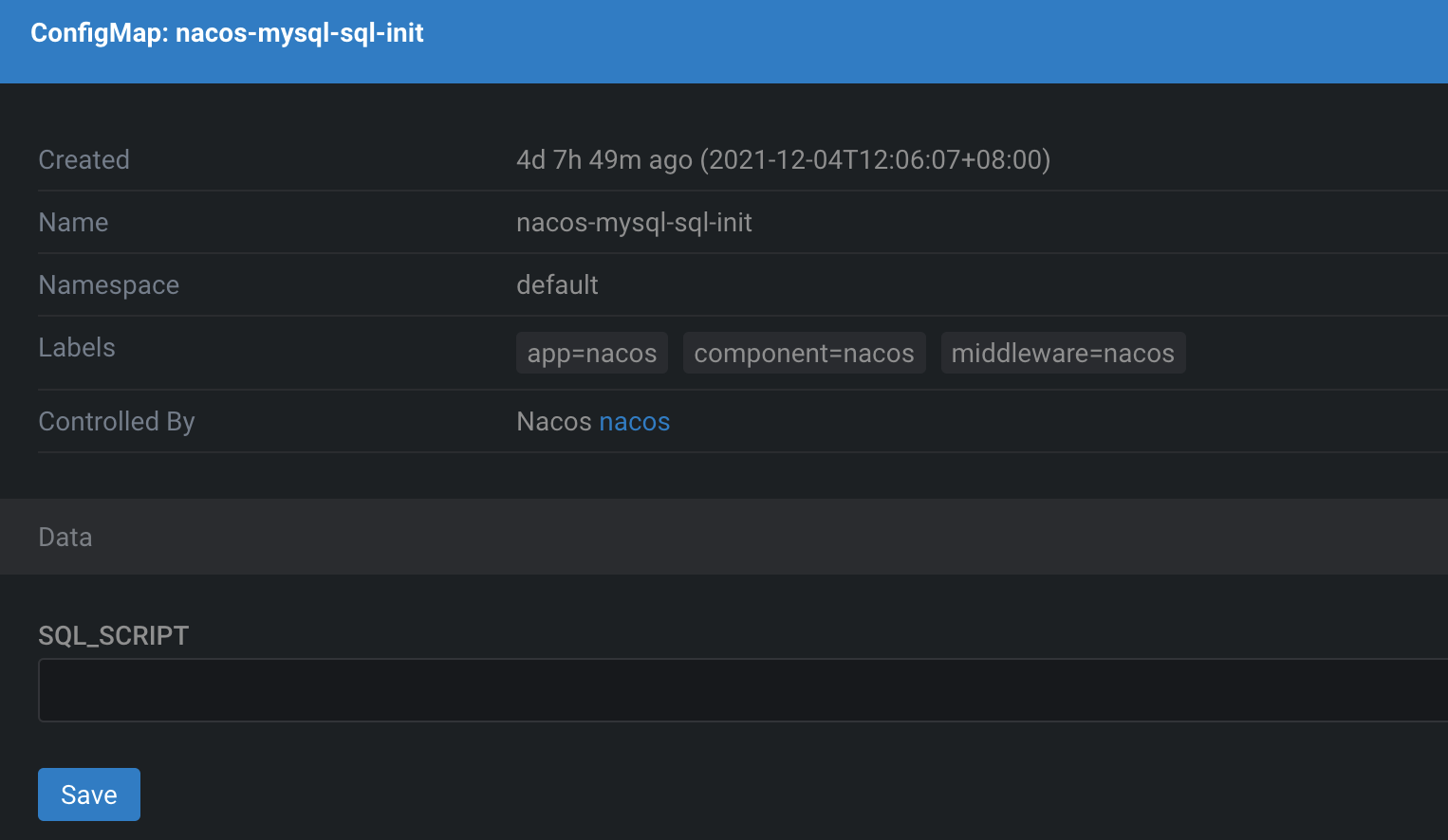 operator创建mysql初始化configmap数据失败 · Issue #271 · nacos-group/nacos-k8s · GitHub