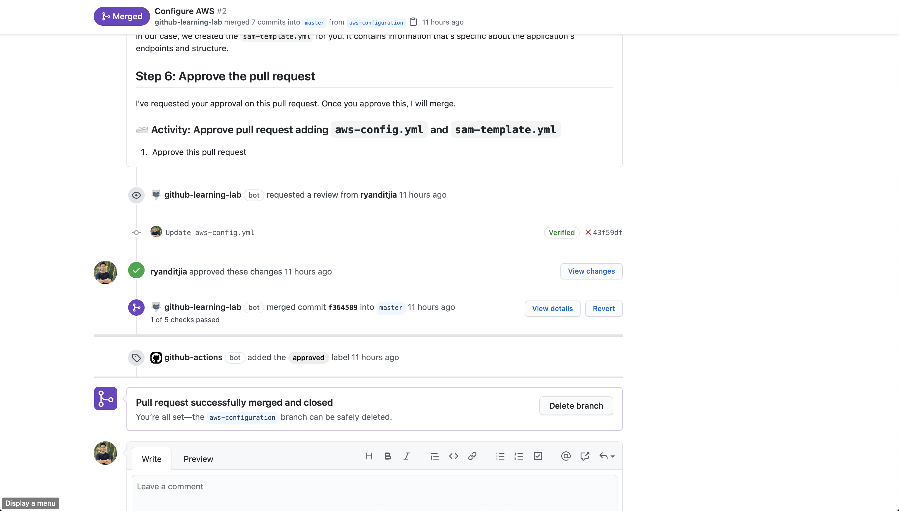 Stuck At Step 6 · Issue 35 · Githubtraining Continuous Delivery Aws · Github