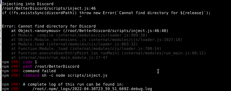 Bug Unable To Inject On Debian 11 · Issue 1293 · Betterdiscordbetterdiscord · Github
