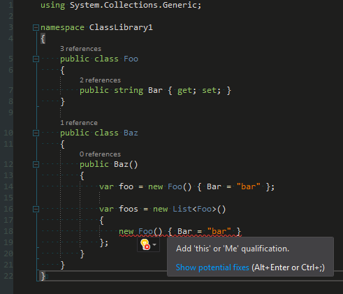Incorrect "Add 'this.'" diagnostic for collection initializers · Issue #30288 · dotnet/roslyn ...