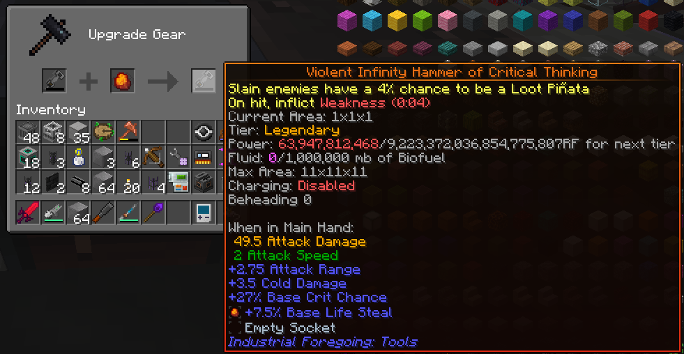 Infinity weapons of "Industrial foregoing: tools" reset when used gems ...