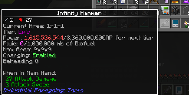 Infinity weapons of "Industrial foregoing: tools" reset when used gems ...