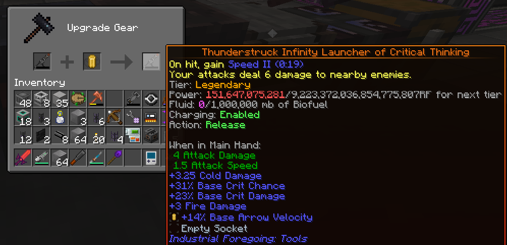 Infinity weapons of "Industrial foregoing: tools" reset when used gems ...