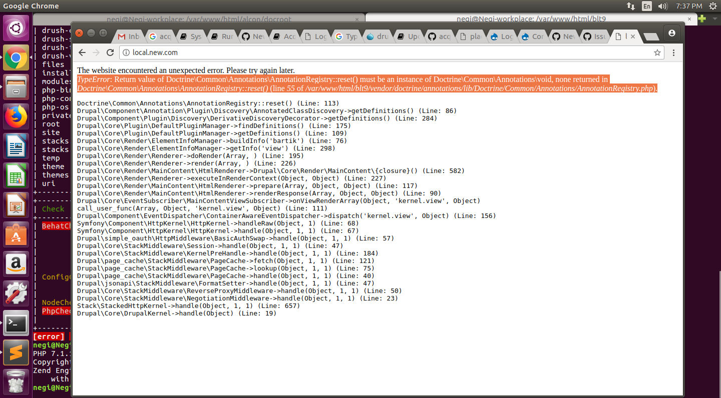 TypeError: Return value of Doctrine\Common\Annotations\AnnotationRegistry::reset() must be an ...