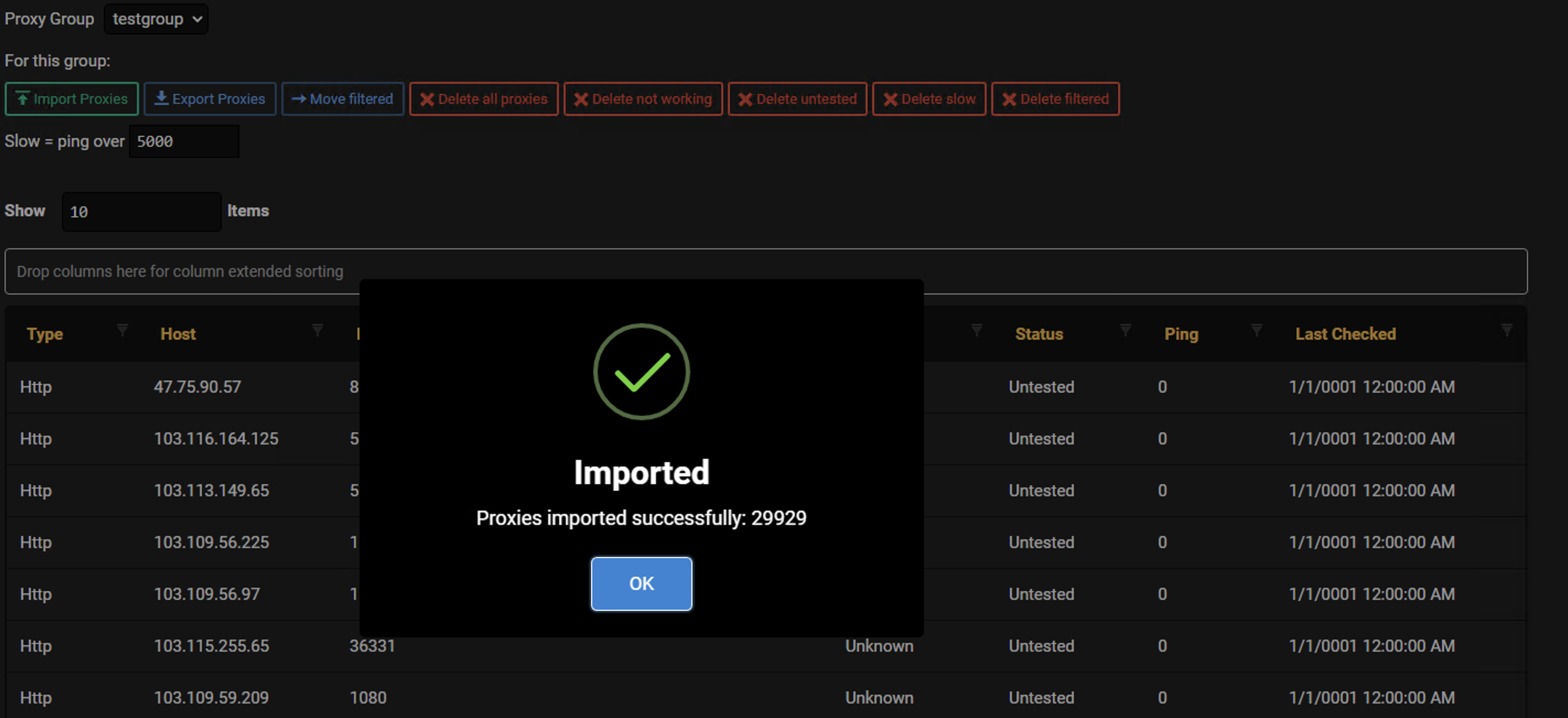 [Bug]: Importing 30k Proxy List. Causes Error · Issue #472 · openbullet/OpenBullet2 · GitHub
