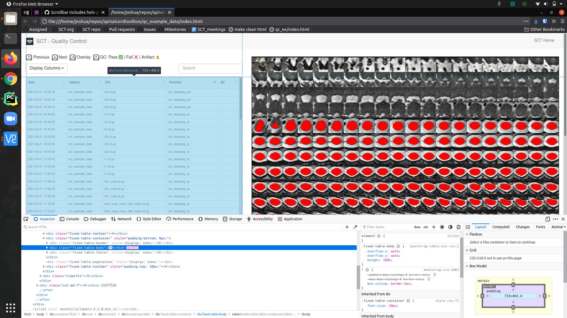 Scrollbar includes hole page in html QC report · Issue #3384 · spinalcordtoolbox ...