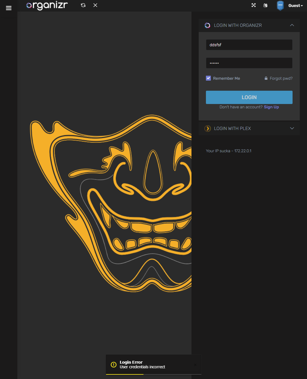[UI Error] When entering in the wrong login info a "Welcome Login ...
