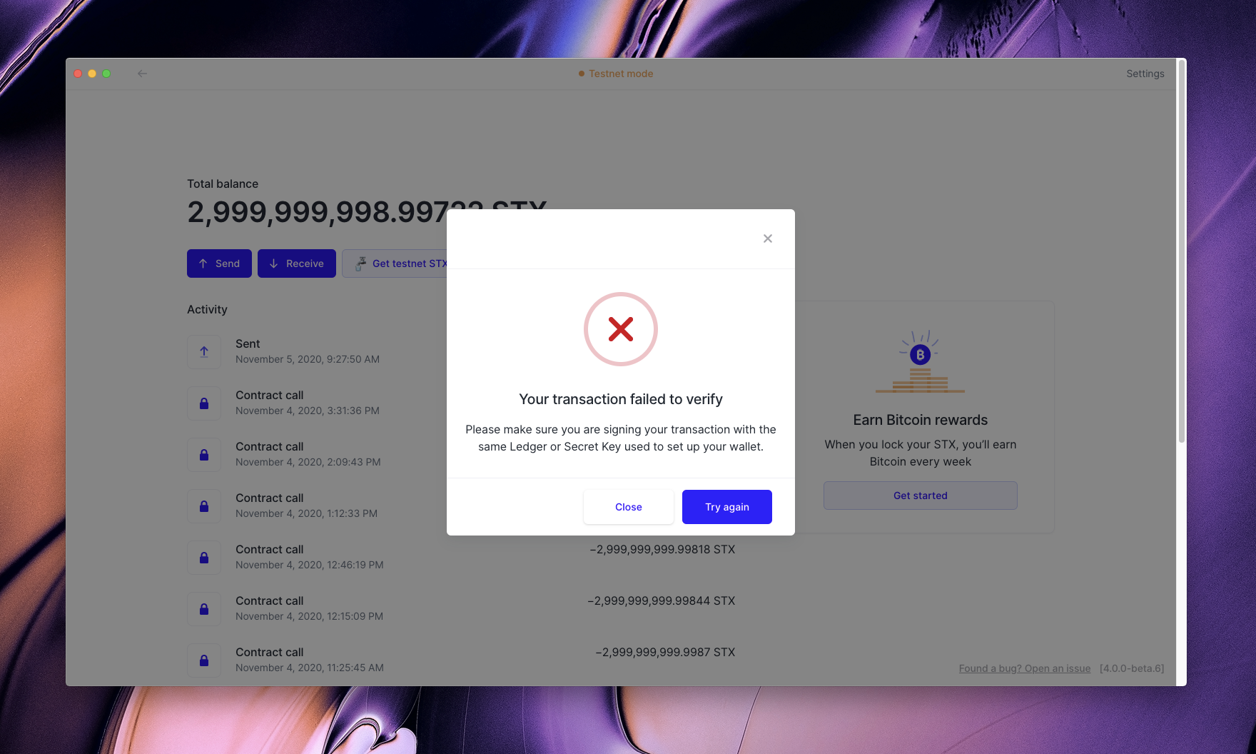 When there is a pending transaction and the users attempts to send a new transaction, no error ...