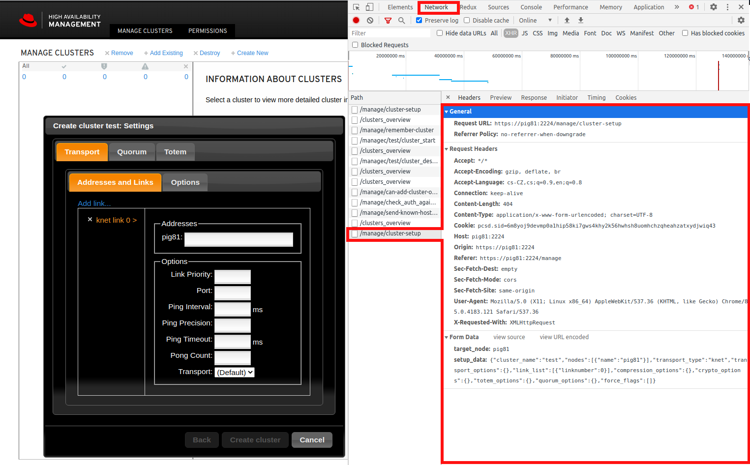An error occurred creating the cluster using the PCSD Web UI · Issue #263 · ClusterLabs/pcs · GitHub