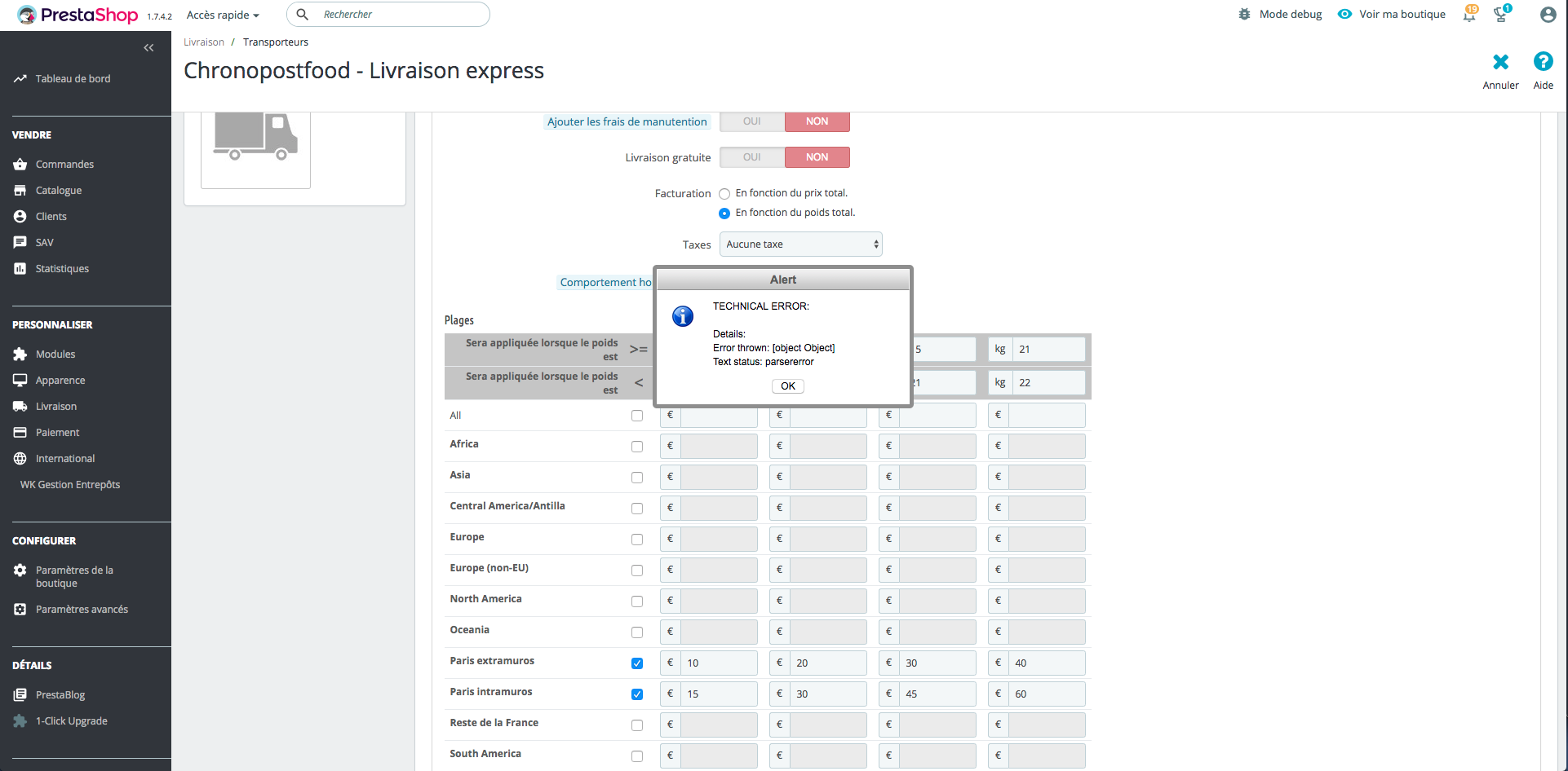 Changing carrier price ranges TECHNICAL ERROR · Issue #10717 · PrestaShop/PrestaShop · GitHub