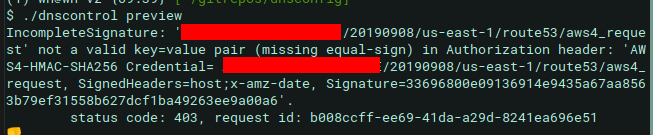 Route53 unable to authenticate · Issue #548 · StackExchange/dnscontrol · GitHub