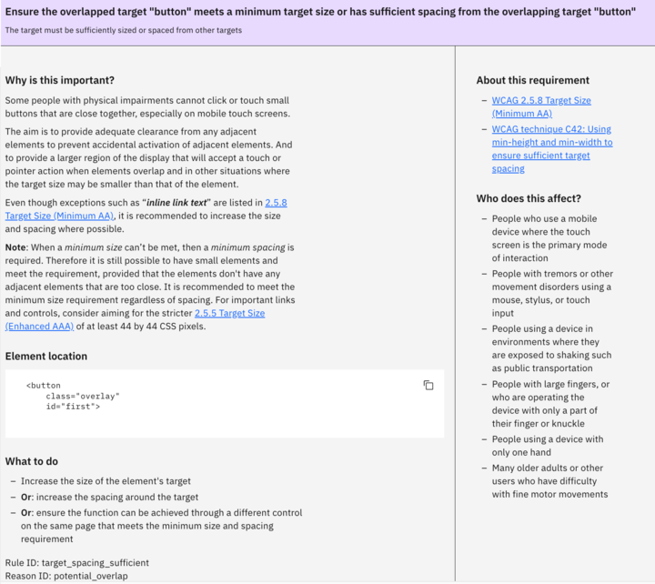 Check WCAG 2.2 minimum target size · Issue #1677 · IBMa/equal-access · GitHub
