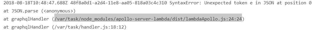 graphqlLambda - Invalid event.body results in 'Unhandled promise rejection' not a proper Lambda ...