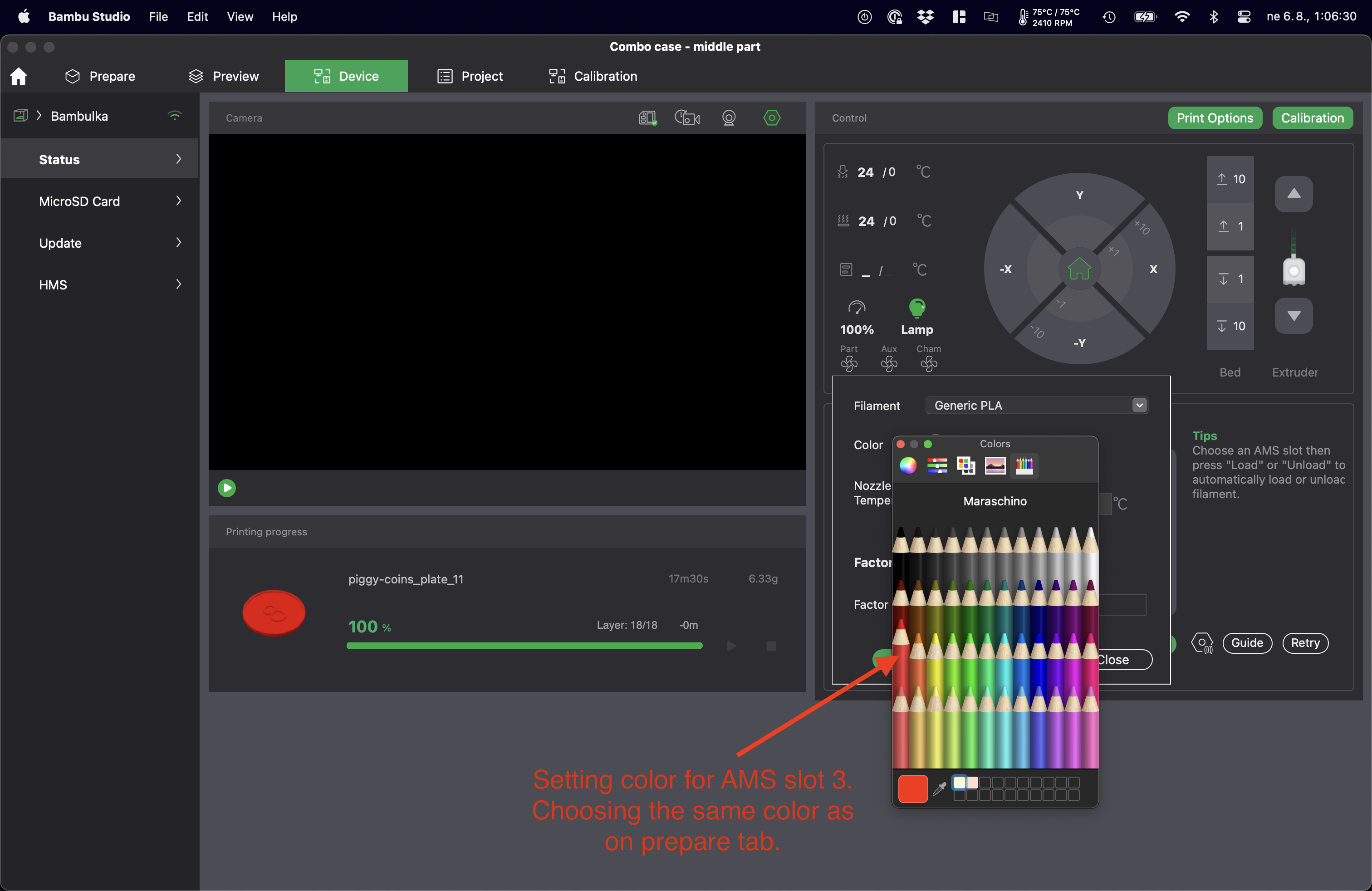 Red colored filament is not matched in AMS slot. · Issue #2190 ...