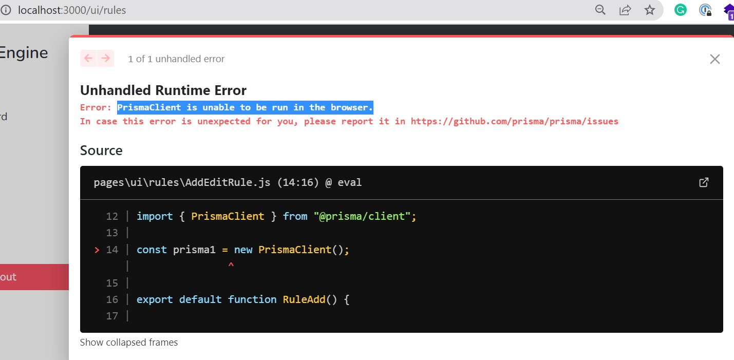 Prismaclient Is Unable To Be Run In The Browser · Issue 15216 · Prismaprisma · Github 