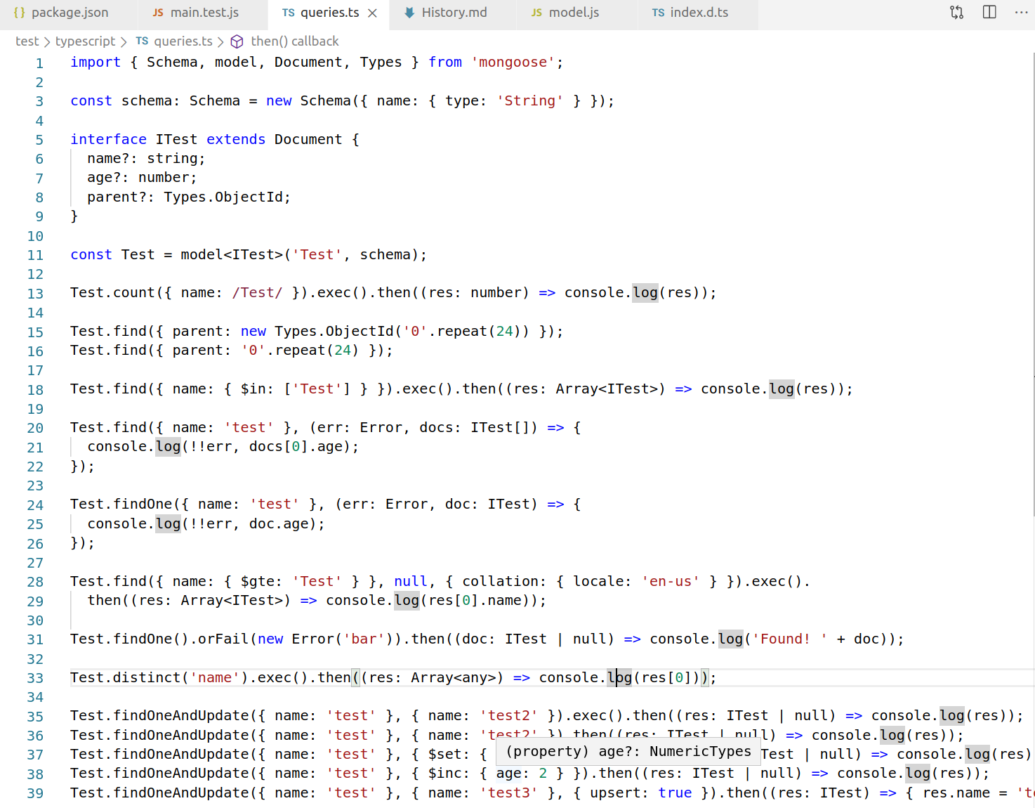 Type undefined $inc in model.findOneAndUpdate · Issue #9767 · Automattic/mongoose · GitHub