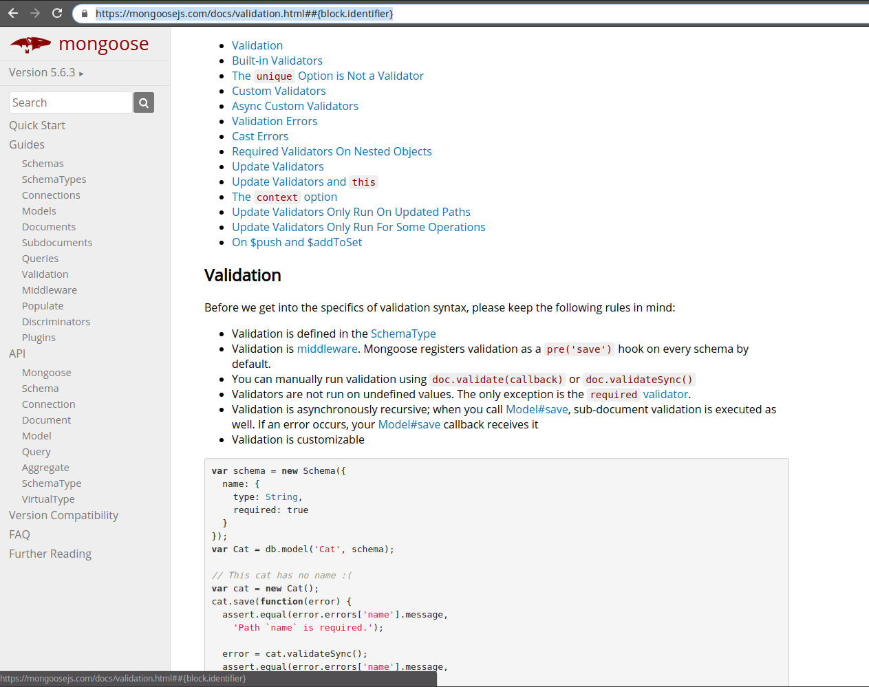 Validation Docs Anchors Broken · Issue 7966 · Automattic Mongoose · Github