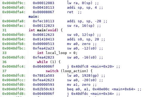 C symbol names are not displayed in the Disassembly view · Issue ...