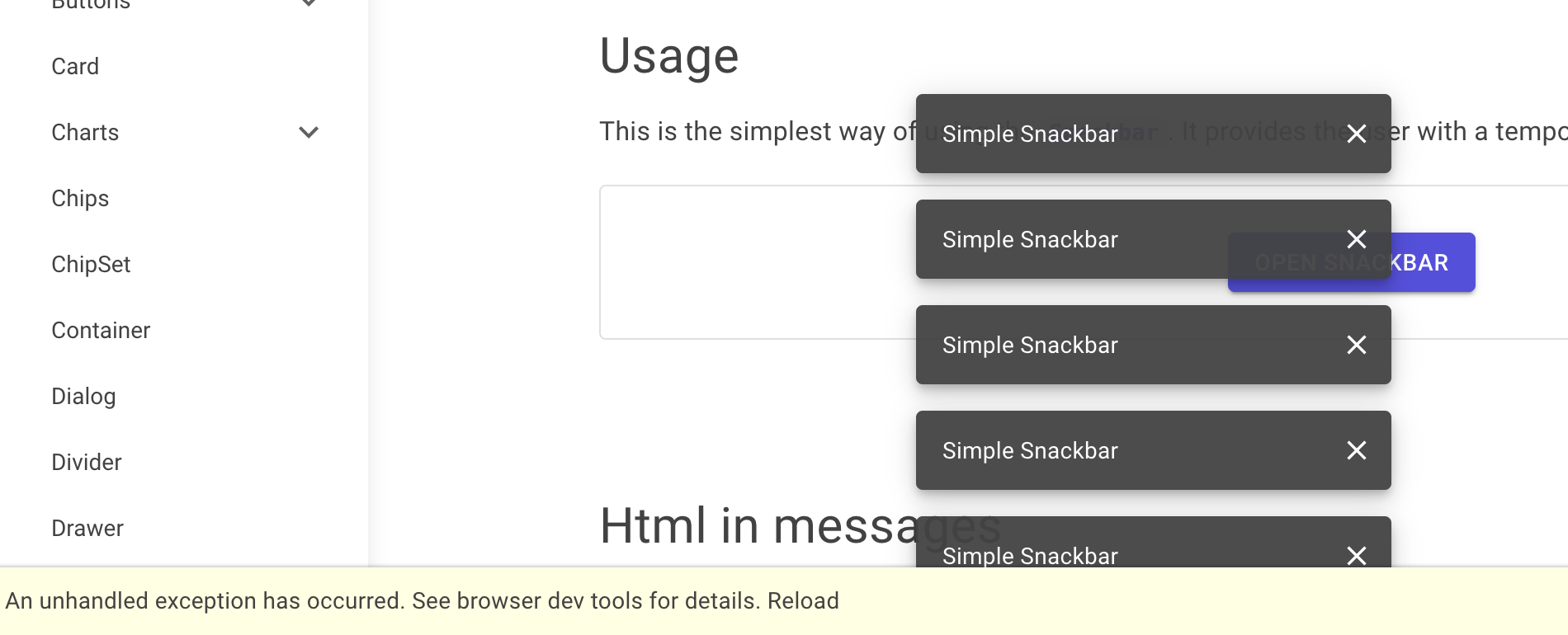 ObjectDisposedException in SnackBar · Issue #1059 · MudBlazor/MudBlazor · GitHub