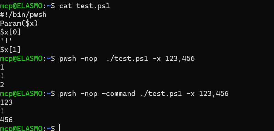 Unable to provide .ps1 script multiple values for a single parameter (when called from a non ...