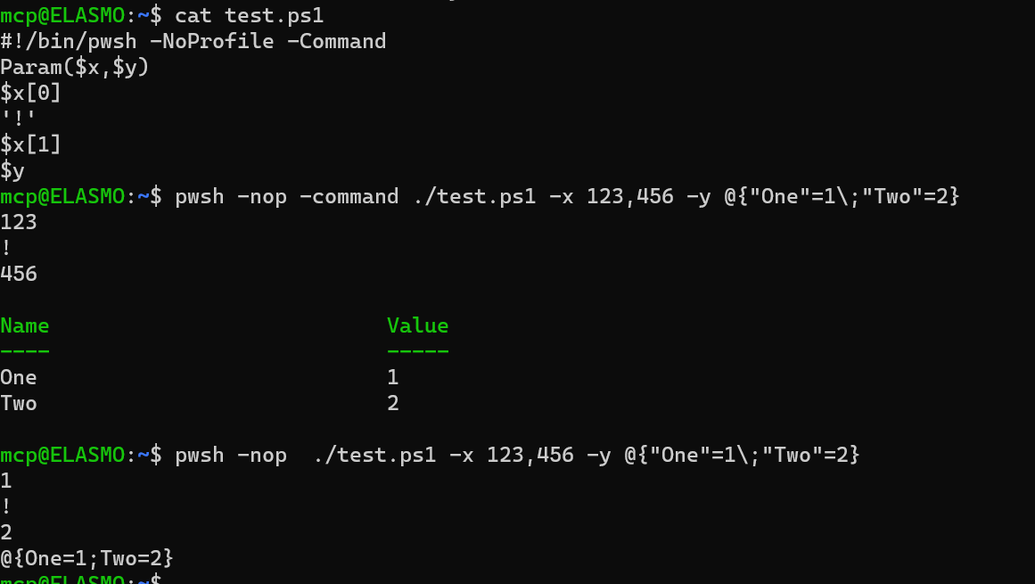 Unable to provide .ps1 script multiple values for a single parameter (when called from a non ...