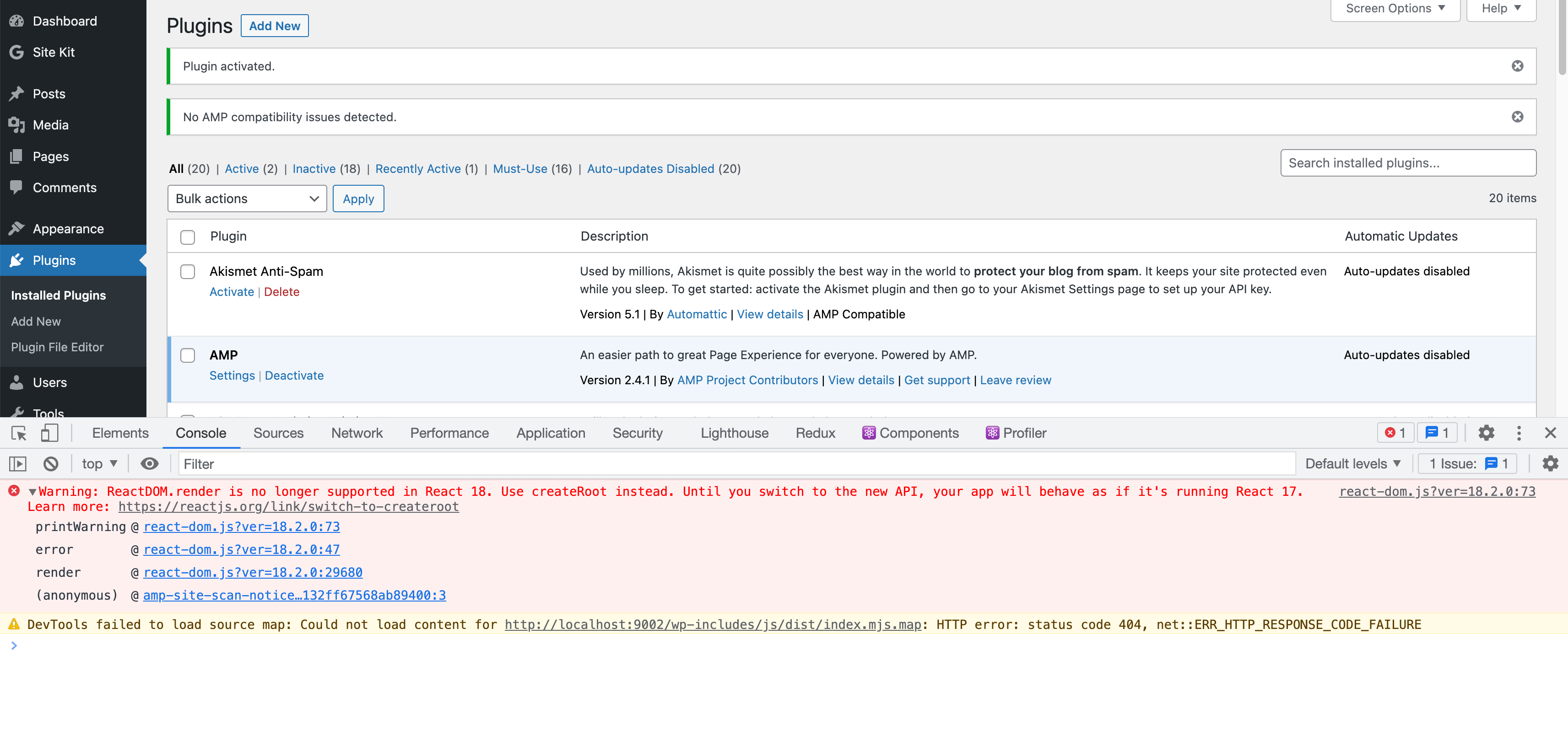 Console errors raised by AMP plugin fail E2E tests · Issue #6795 ...