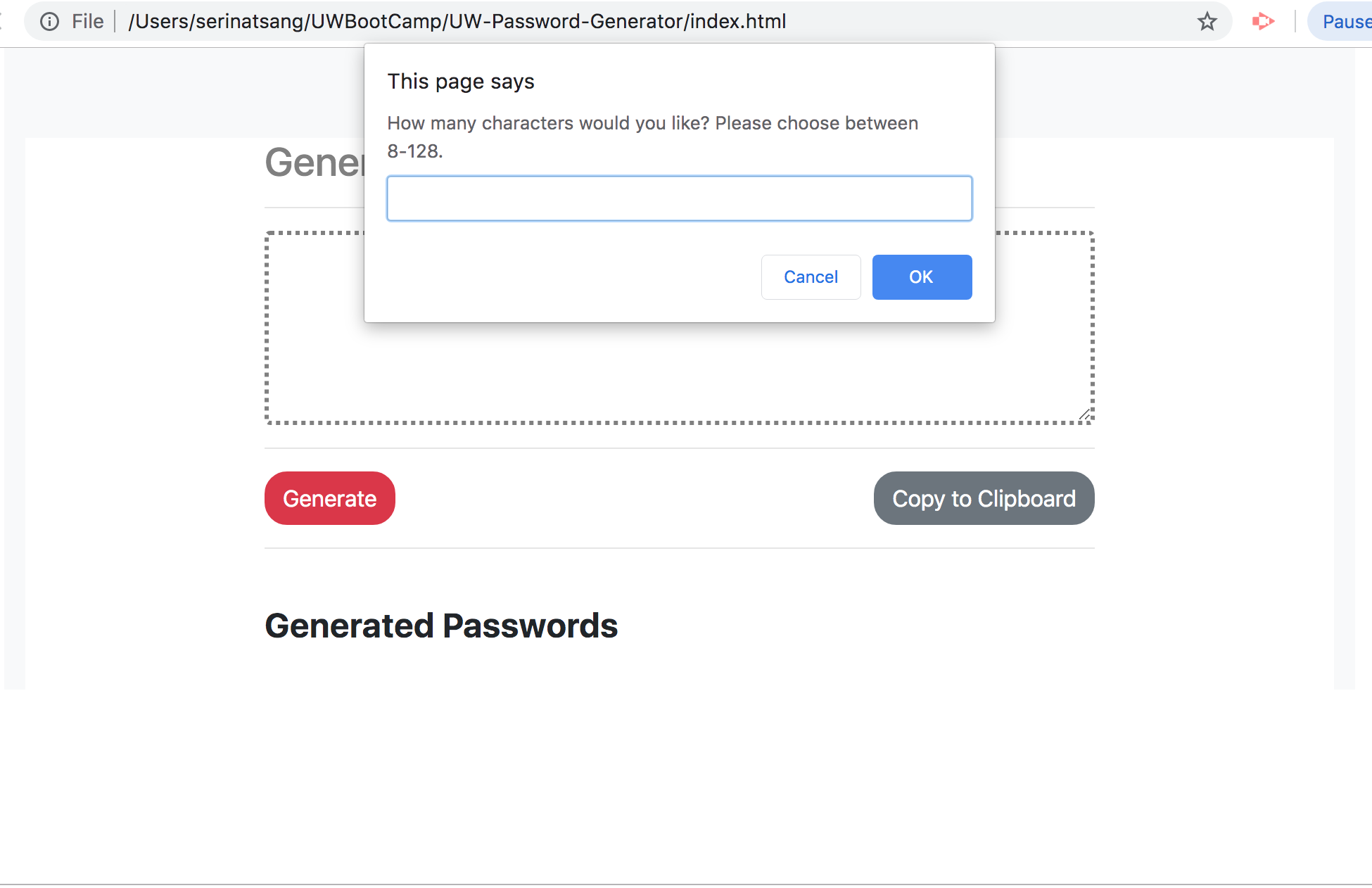 GitHub - serinat/UW-Password-Generator