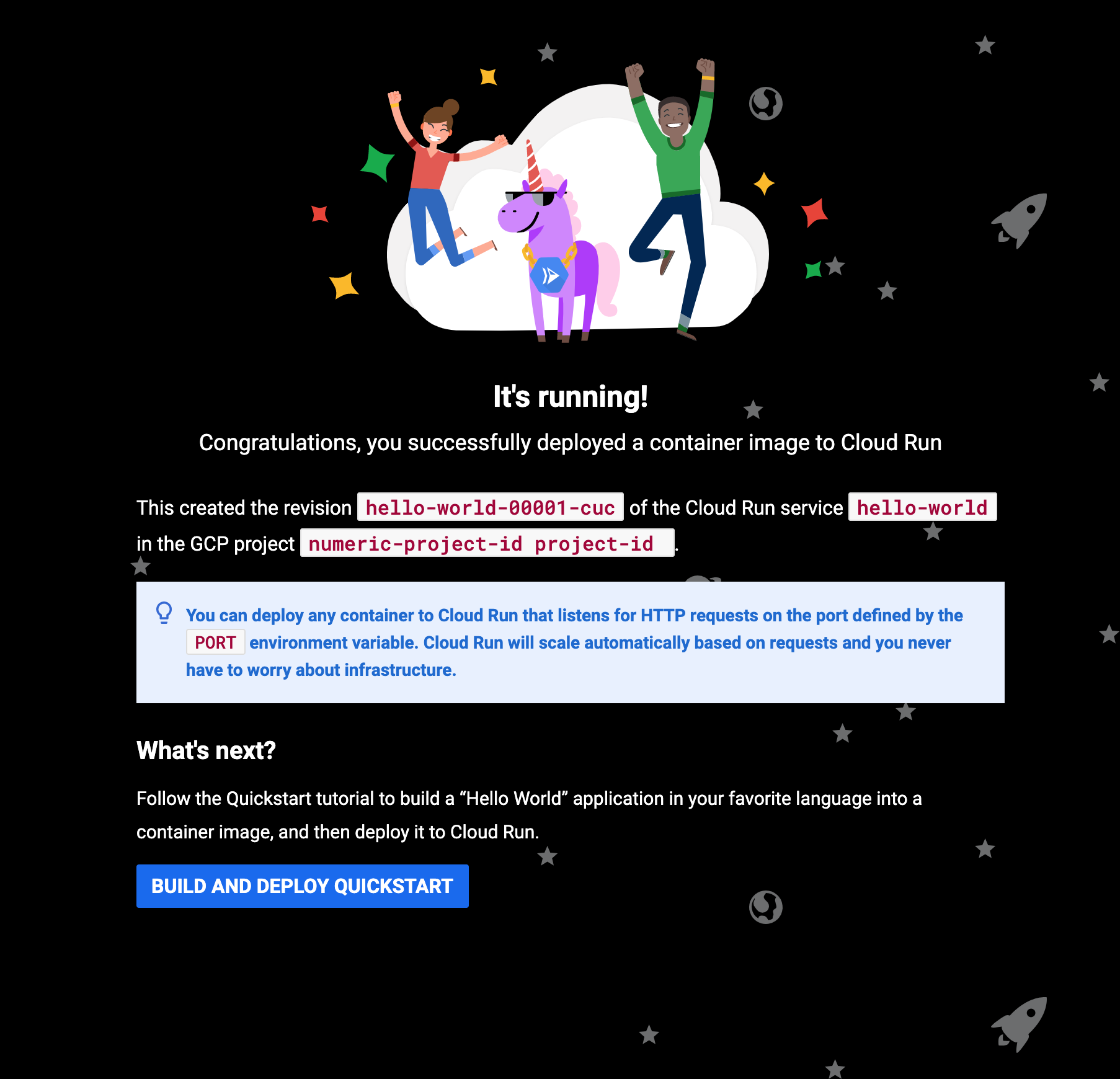 [BUG] Update next steps on deployed page for Cloud Run samples to be relevant to Cloud Code ...