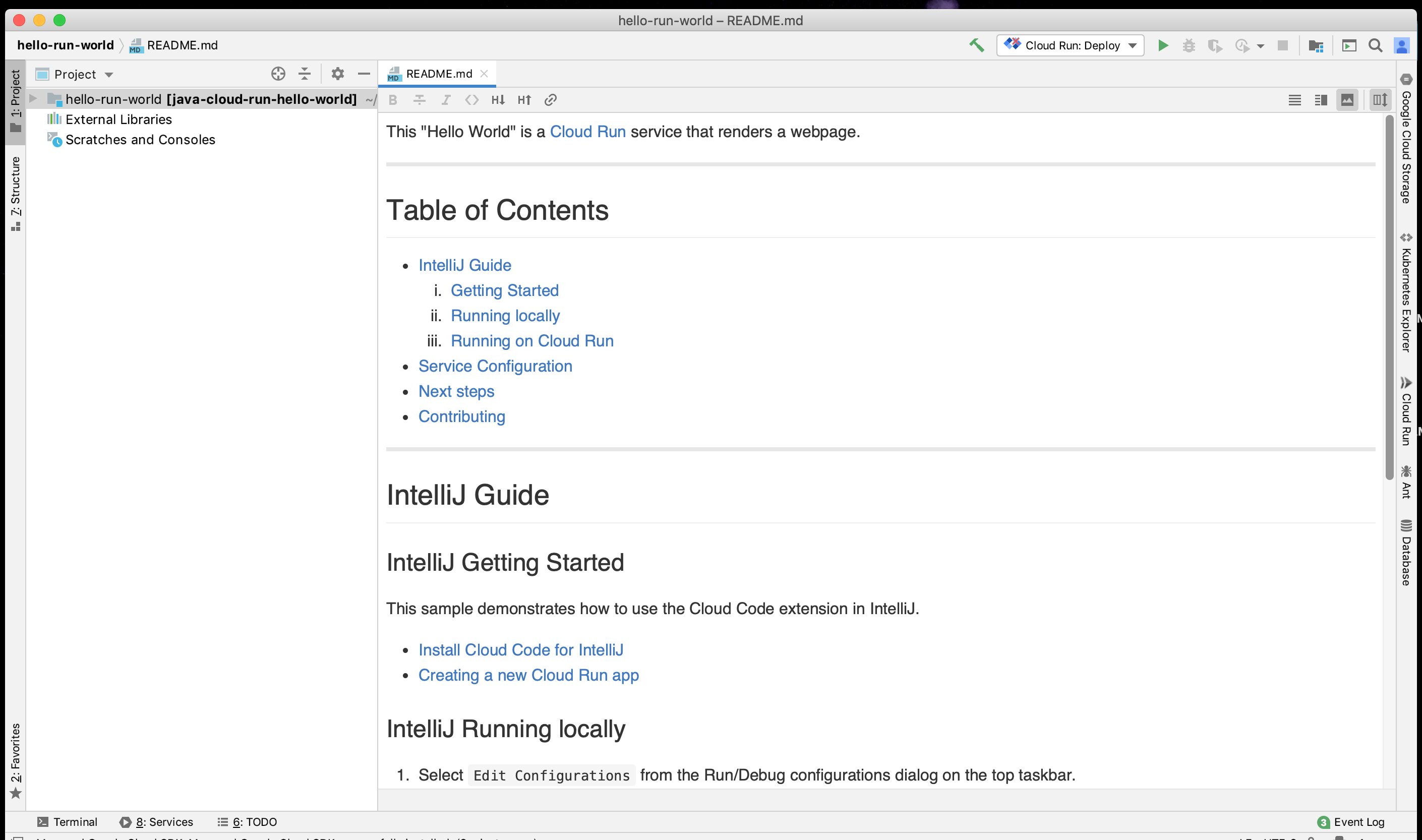 [BUG] Clarify structure of readme for Cloud Run samples for target audience in the IDE · Issue ...