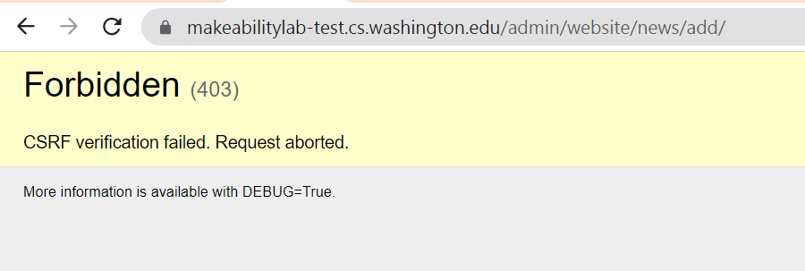 Can no longer post news items: Forbidden (403) CSRF verification failed · Issue #1016 ...